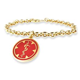 Buy 10ct Gold-Filled Medallion Red Charm Bracelet | Universal Medical ID